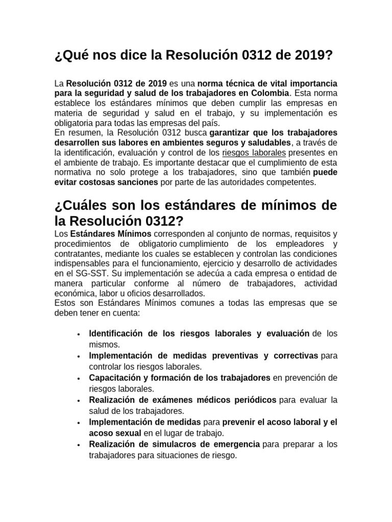 Resolución 0312 de 2019 | PDF