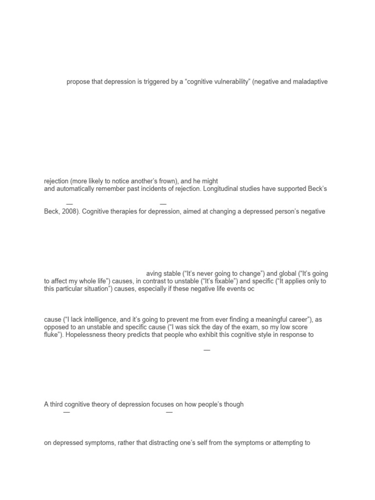 Cognitive Theories of Depression | PDF | Depression (Mood) | Major ...