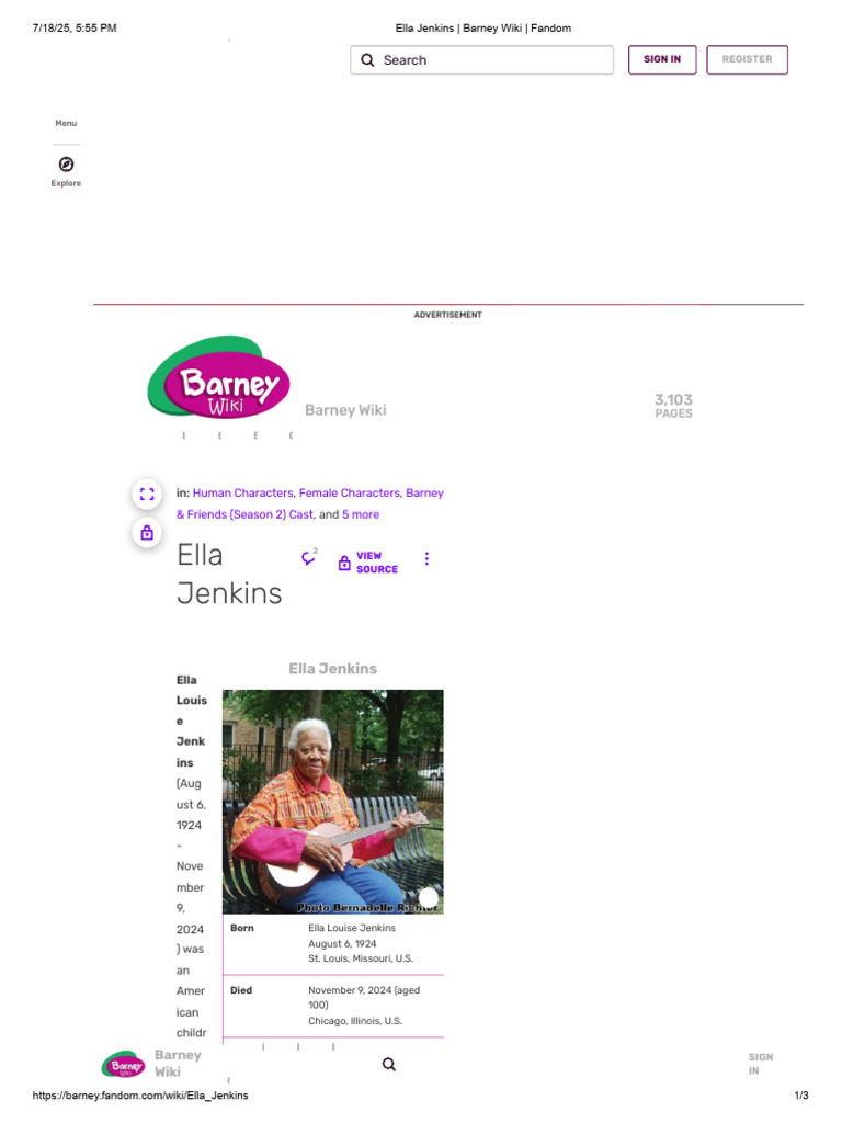 Ella Jenkins - Barney Wiki - Fandom | PDF | Websites | Hypertext