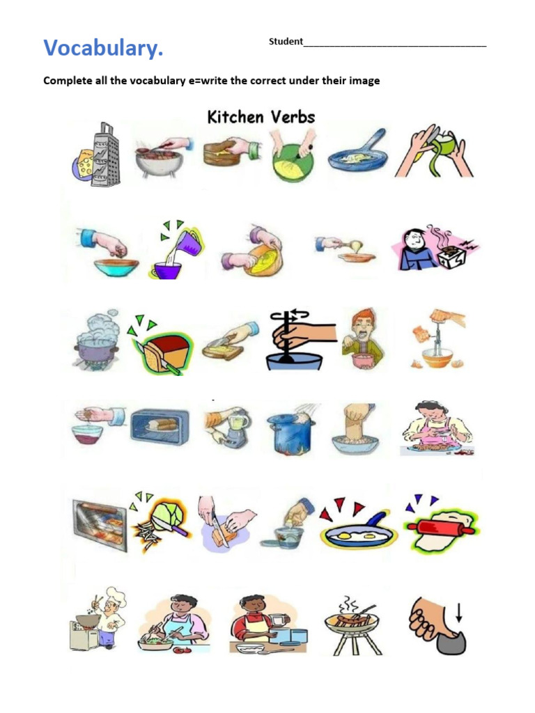 Vocabulary Kitchen Practice | PDF