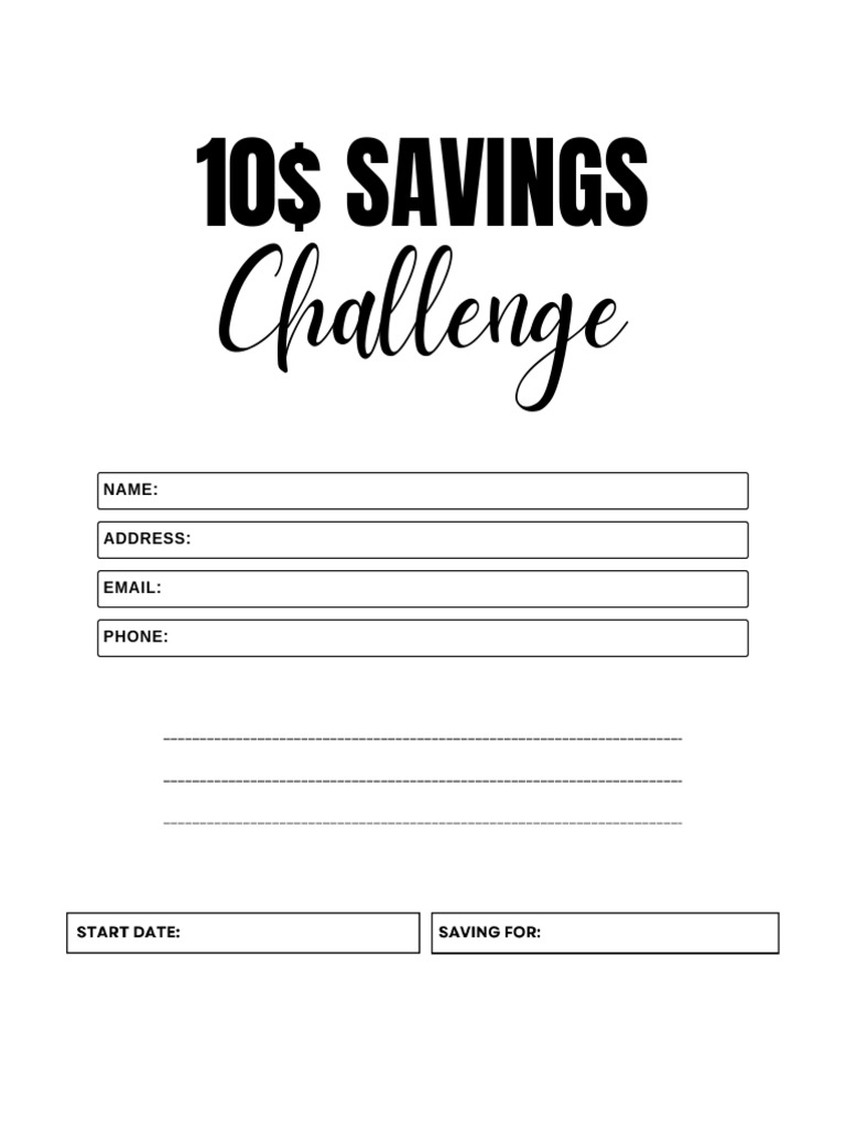 10$ Savings Challenge | PDF
