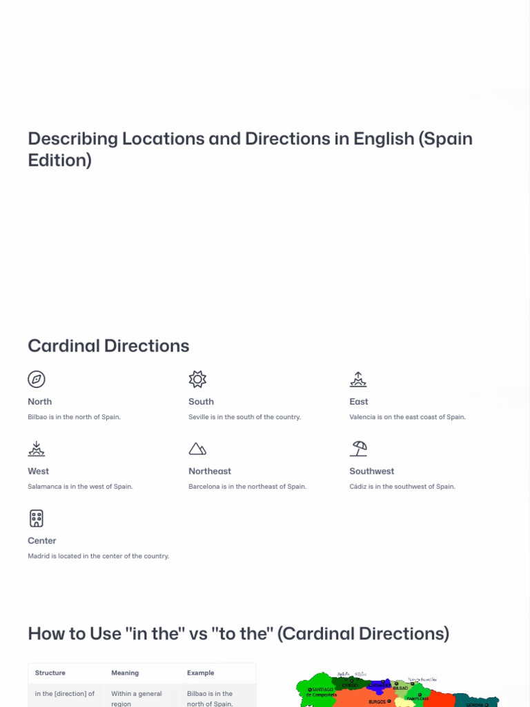 Describing Locations and Directions in English Spain Edition 2 | PDF ...