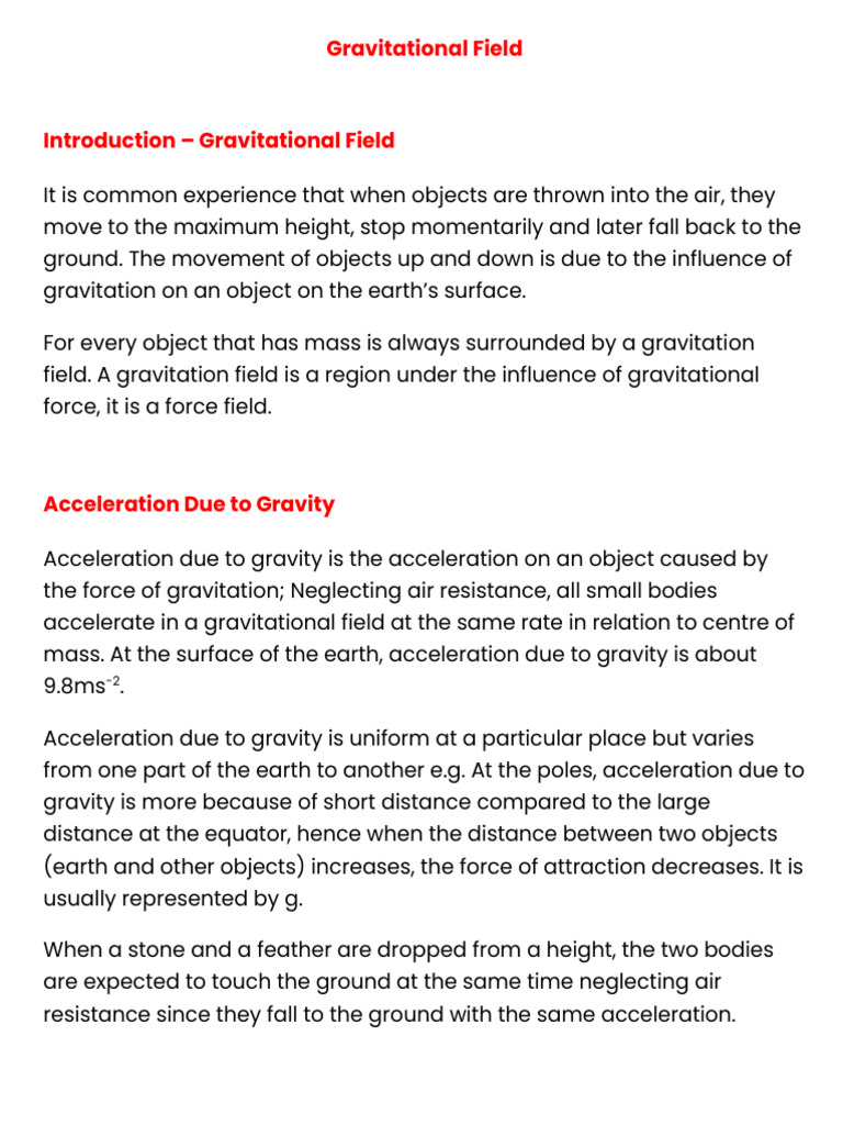 Understanding Gravity: 9.8 m/s² Explained | PDF