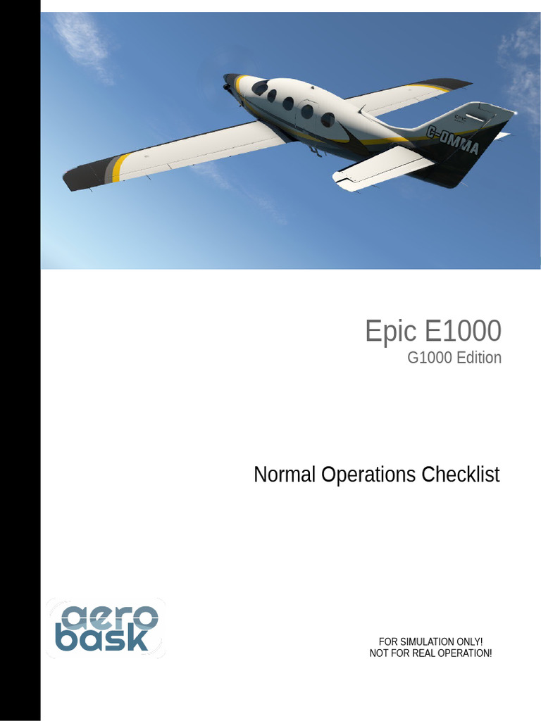 Epic E1000 G1000 Edition Checklist Normal | PDF | Landing Gear | Switch