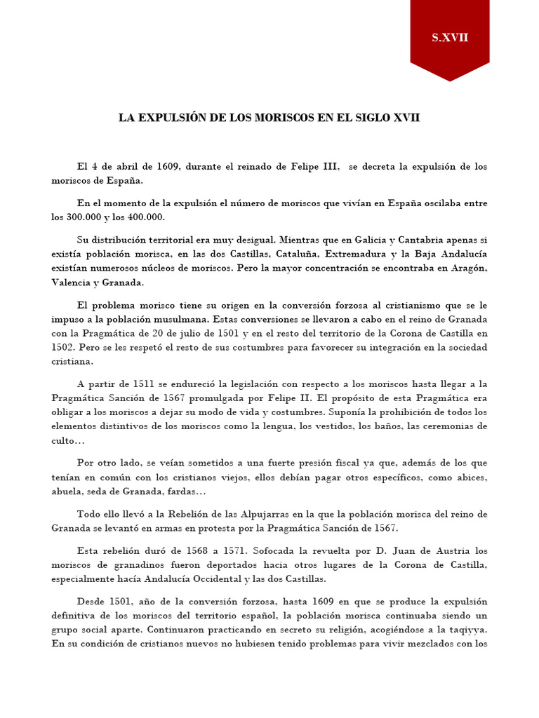 5.la Expulsion de Los Moriscos en El Siglo Xvii | PDF | España ...