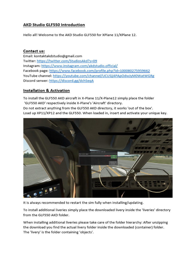 AKD GLF550 for X-Plane 11/12 Guide | PDF | Runway | Aircraft