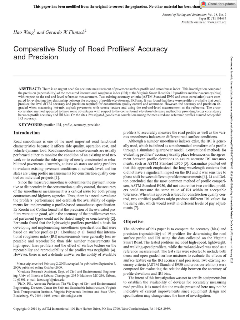 Road Profilers: Accuracy and Precision Study | PDF | Accuracy And Precision