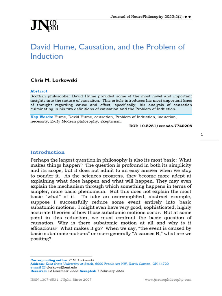 Hume on Causation and Induction | PDF | David Hume | Causality