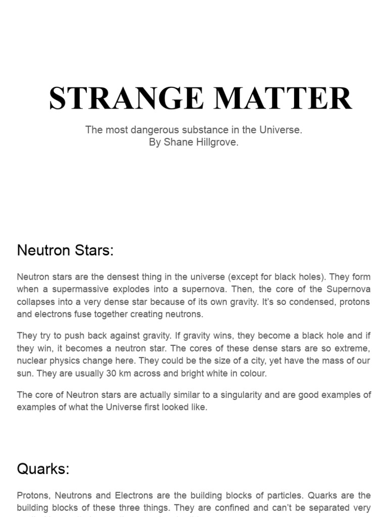 Strange Matter Presentation | PDF | Matter | Neutron