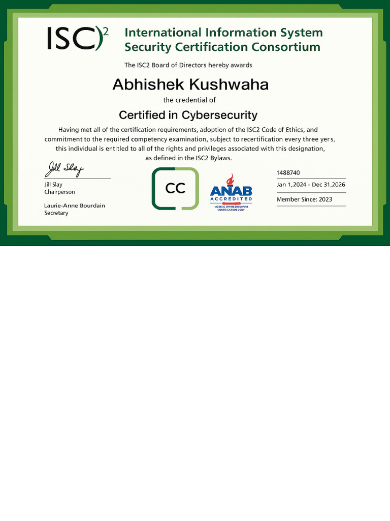 ISC2 Certificate Abhishek Kushwaha | PDF