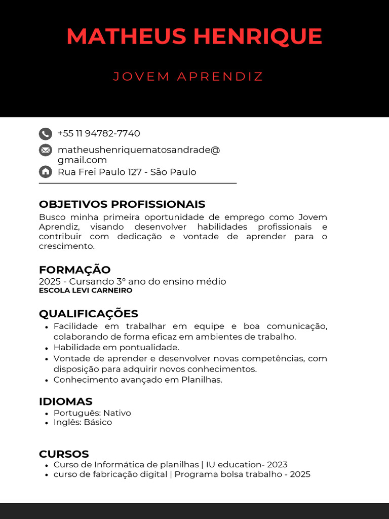 Currículo Matheus Henrique | PDF