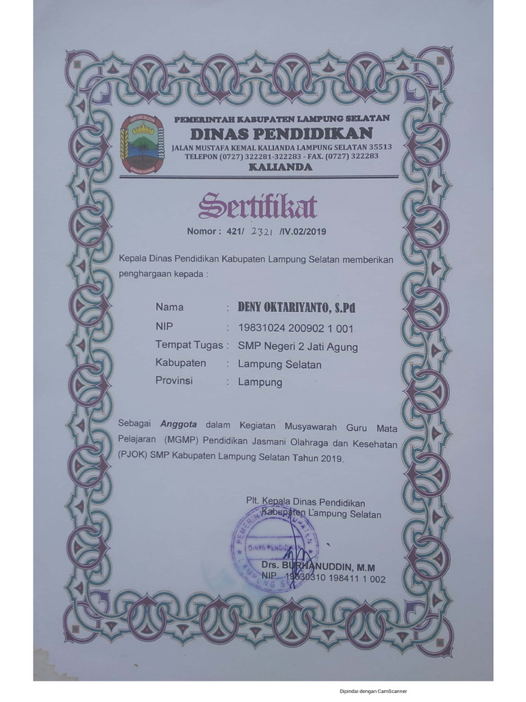 Sertifikat MGMP Deny | PDF