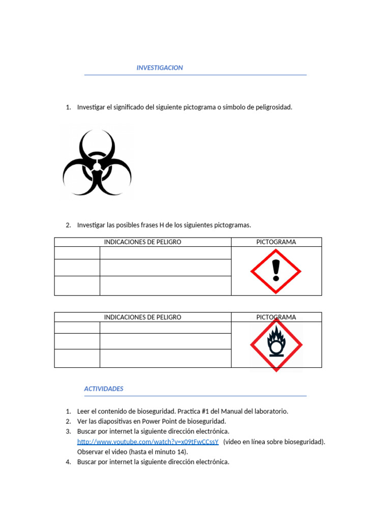 Cuestionario Practica # 1 Bioseguridad | PDF