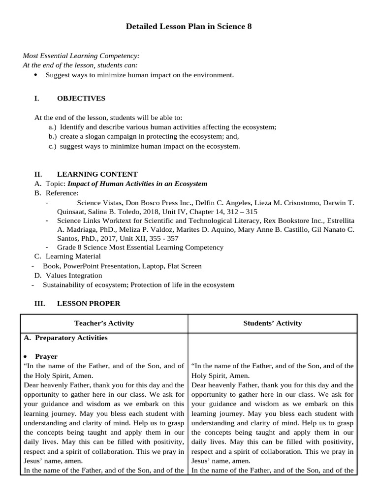 Completed - LESSON PLAN - MID DEMO GLGL - DLP S8 | PDF | Soil | Deforestation