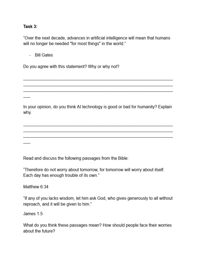AI Techonology Task 3 Worksheet | PDF