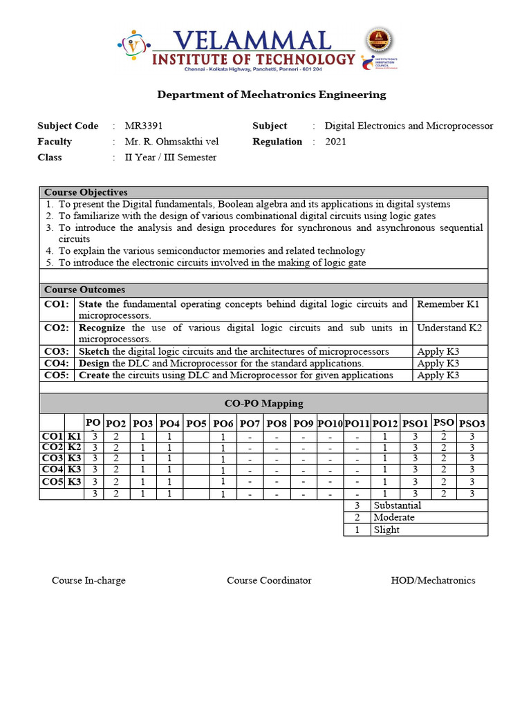 Digital Electronics & Microprocessor Course | PDF