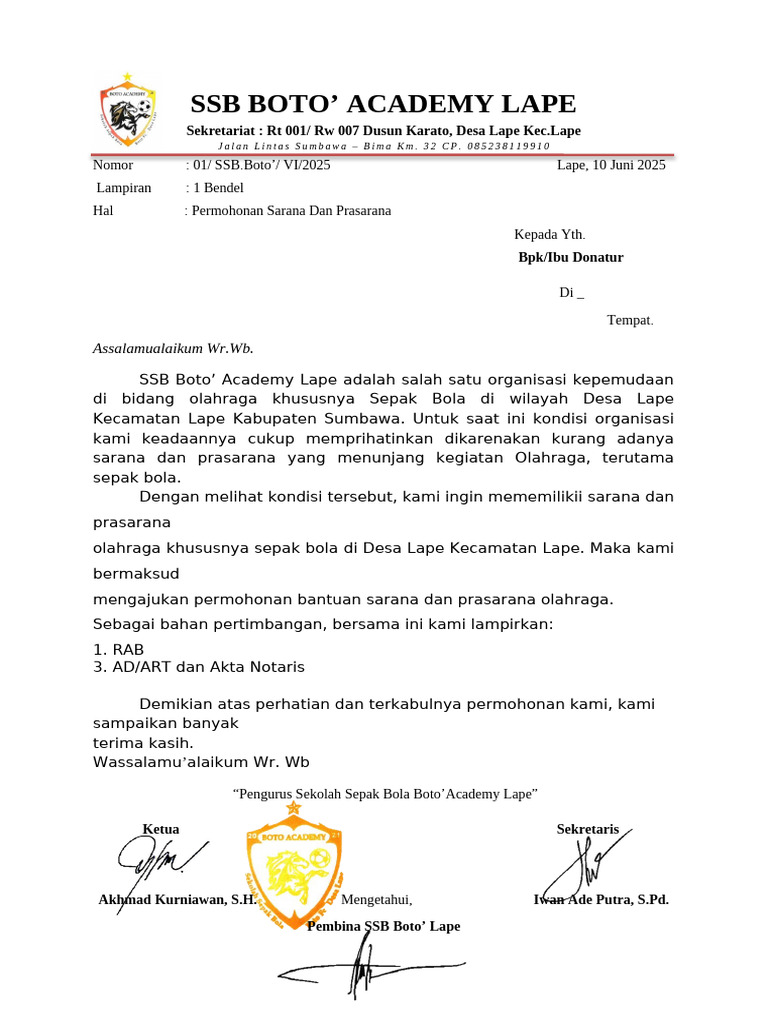 Permohonan Boto | PDF