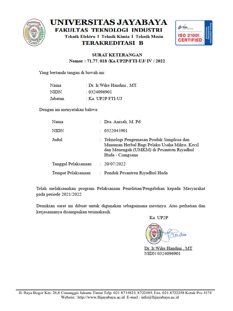 Surat Tugas, Proposal Dan Sertifikat | PDF