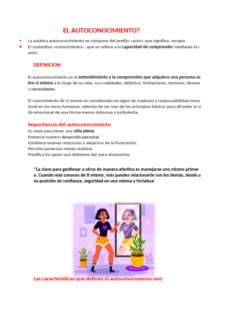 Autoconocimiento Final | PDF | Las emociones | Salud mental