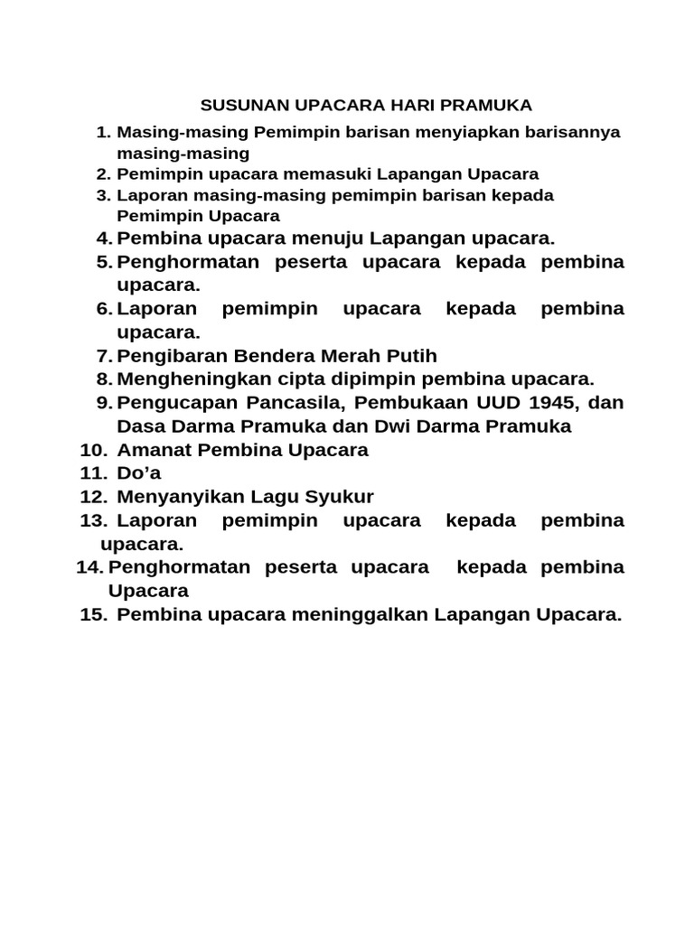 Susunan Upacara Hari Pramuka 2025 | PDF