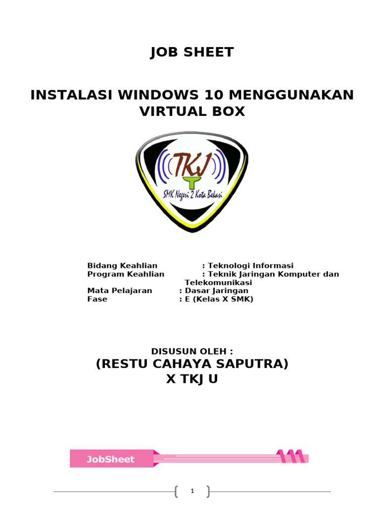 Jobsheet Menginstall Os Windows 10 Fakhri Tkju | PDF