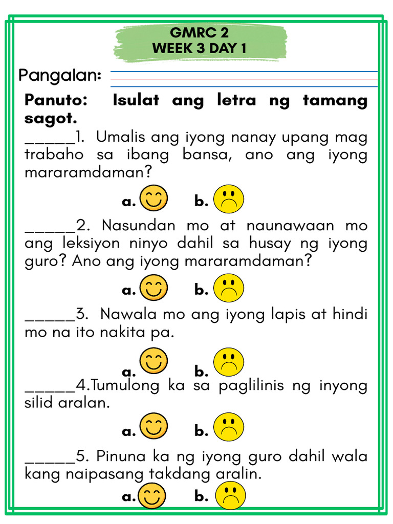 g2 GMRC Worksheet w3 | PDF