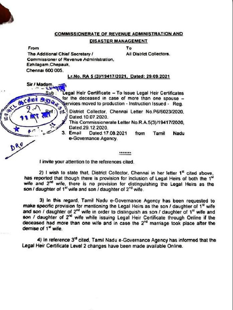 Legal Heirs Certificate 2 Wife | PDF