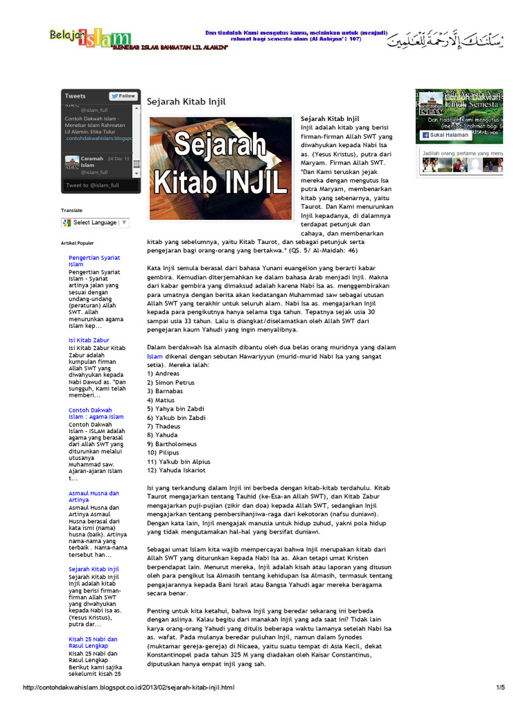 Sejarah dan Makna Injil dalam Islam | PDF