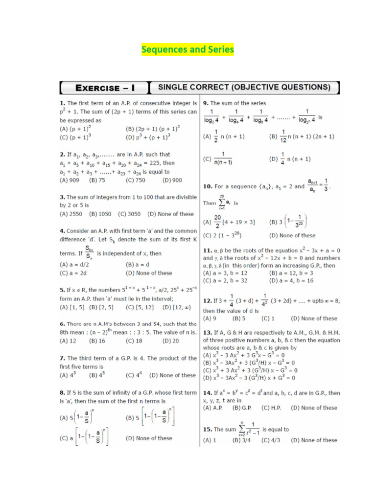 Sequences And Series Pdf