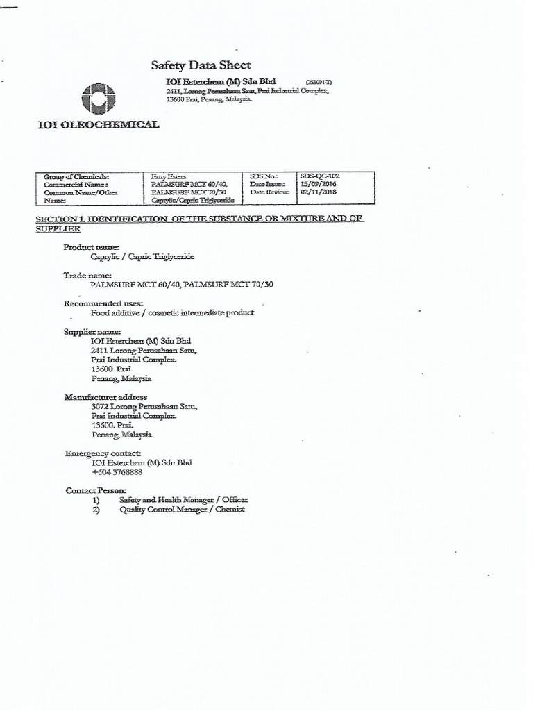 Palmsurf MCT Msds C | PDF