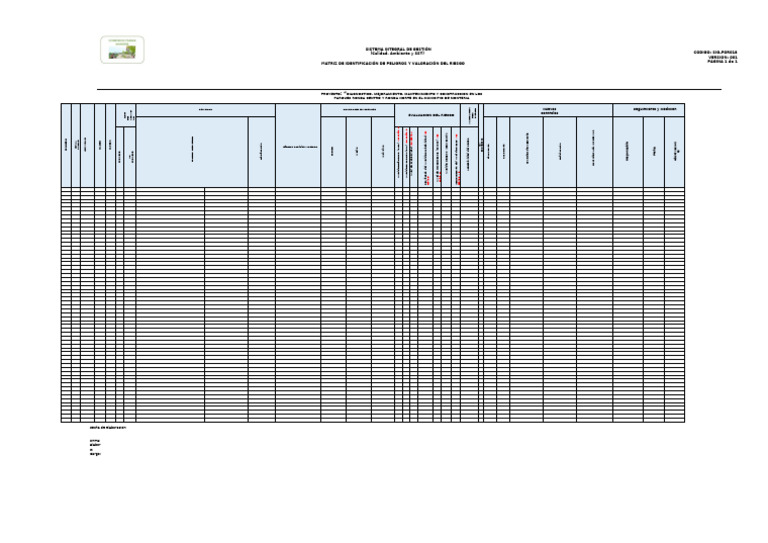 SIG-For018 Formato de Matriz de Peligros y Riesgos | PDF | Riesgo