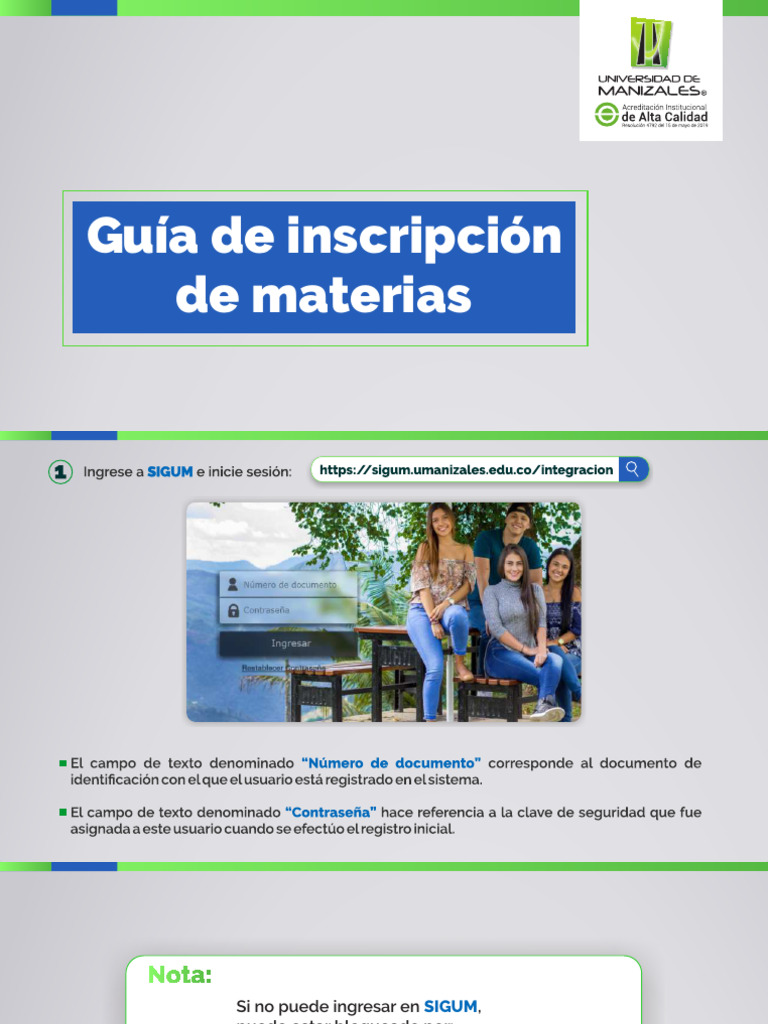 Guía para Inscripción de Materias en SIGUM | PDF