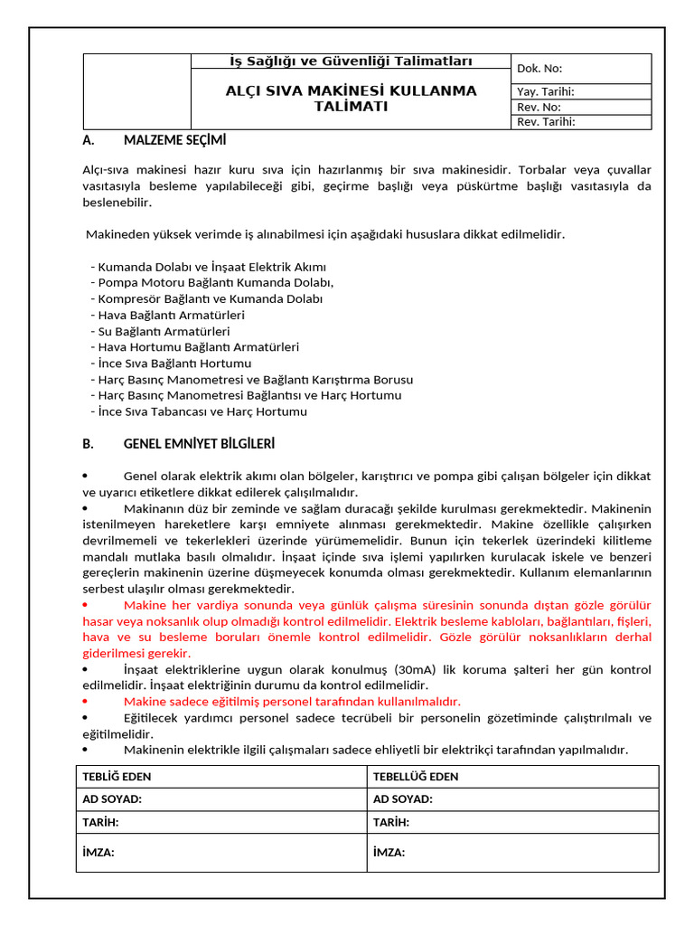 Alci Siva Makinesi Kullanma Talimati | PDF