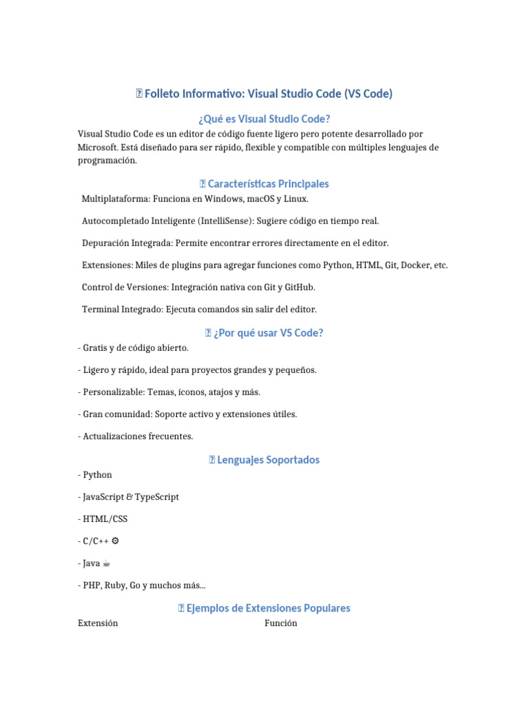Folleto Visual Studio Code | PDF