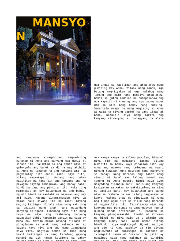 Mansyo N: Krizel Joy R. Tuiza | PDF