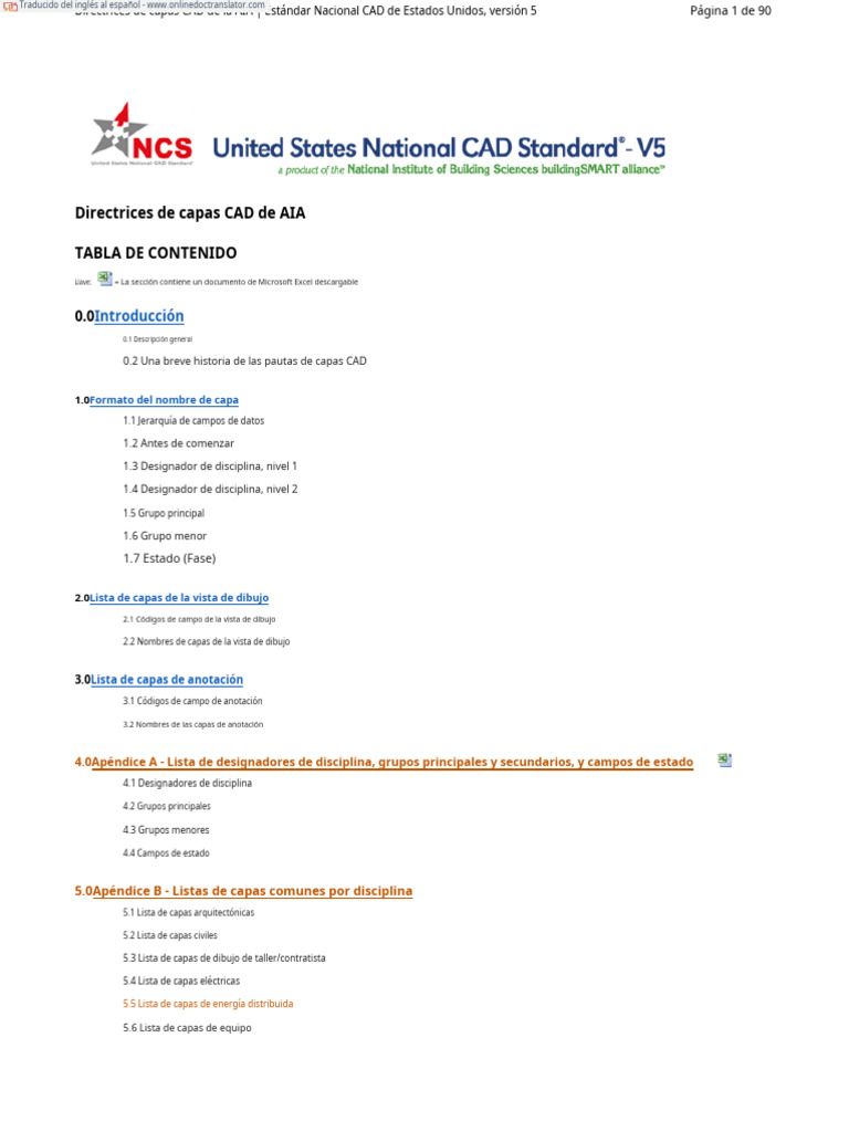 AIA CAD Layer Guidelines-STANDARD LAYERS AUTOCAD USA - En.es | PDF ...