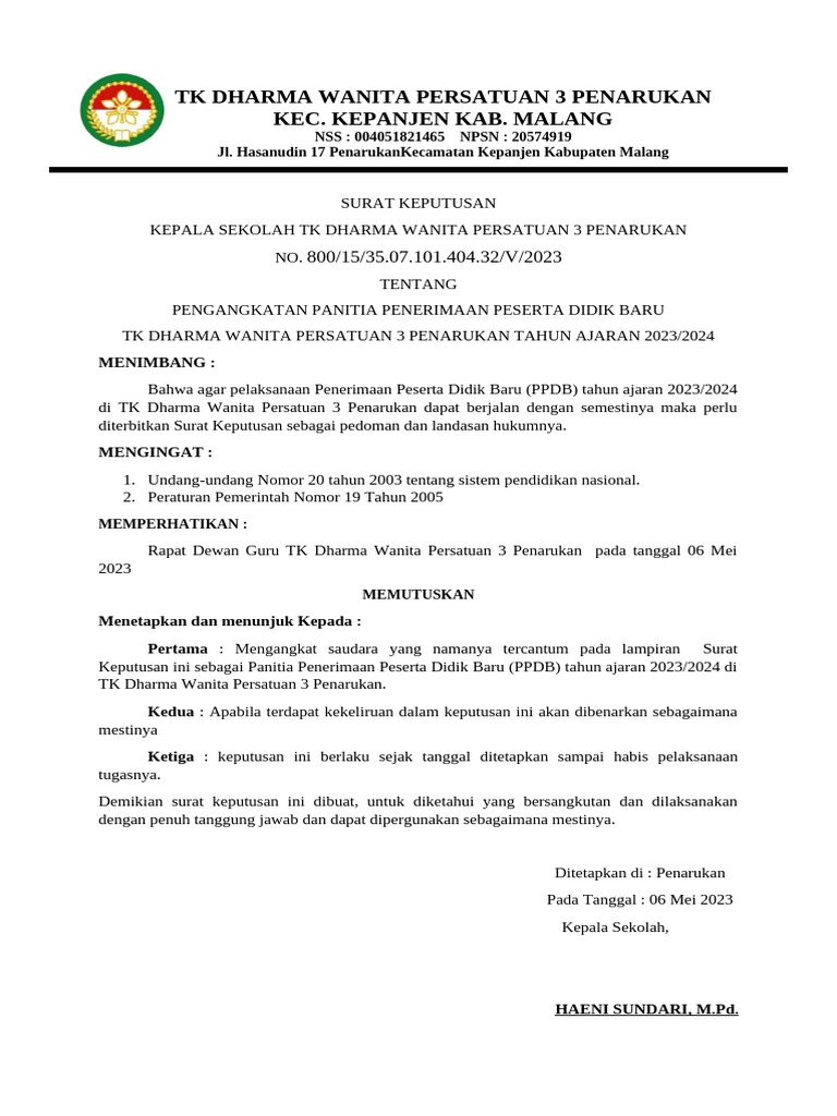 Berita Acara PPDB 23-24 | PDF