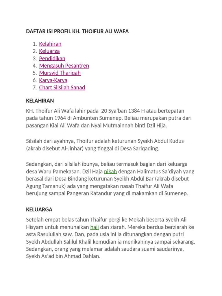 Profil KH. Thoifur Ali Wafa | PDF