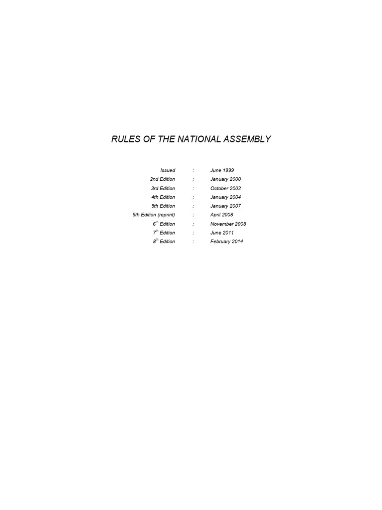 National Assembly Rules and Amendments | PDF | Committee | Bill (Law)