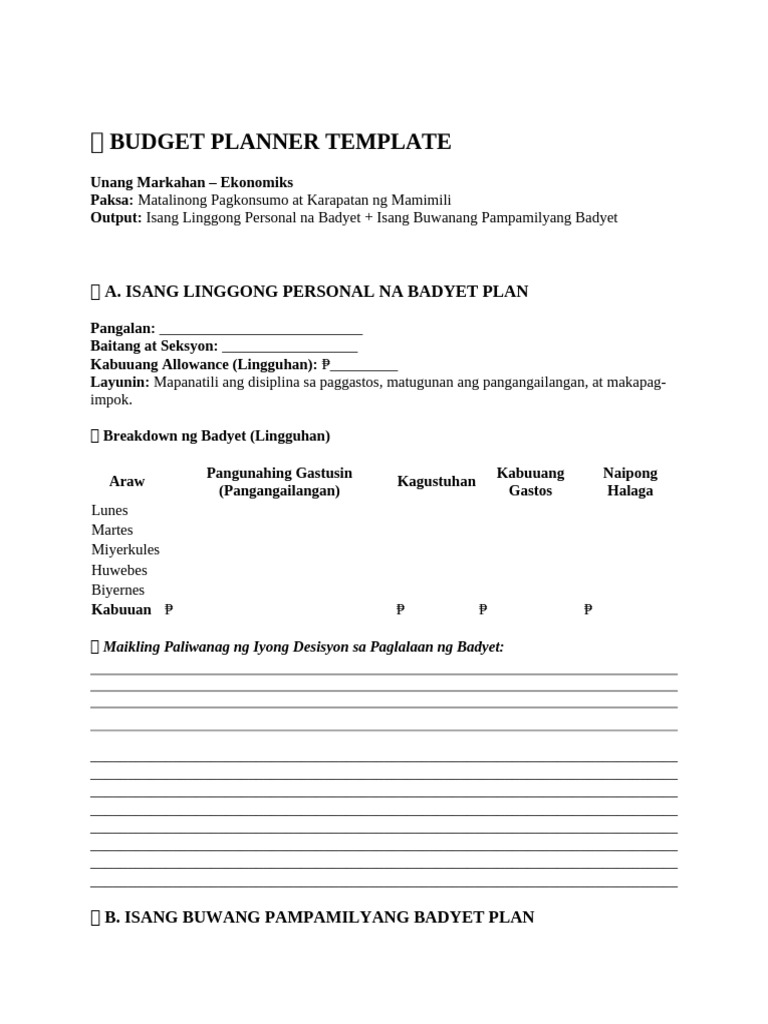 Budget Planner Template 2 | PDF
