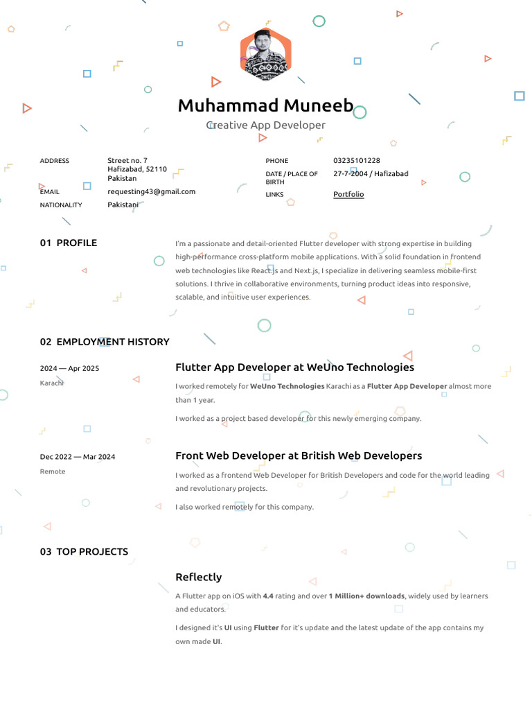 Muhammad Muneeb - Creative App Developer | PDF | Mobile App | Web Development