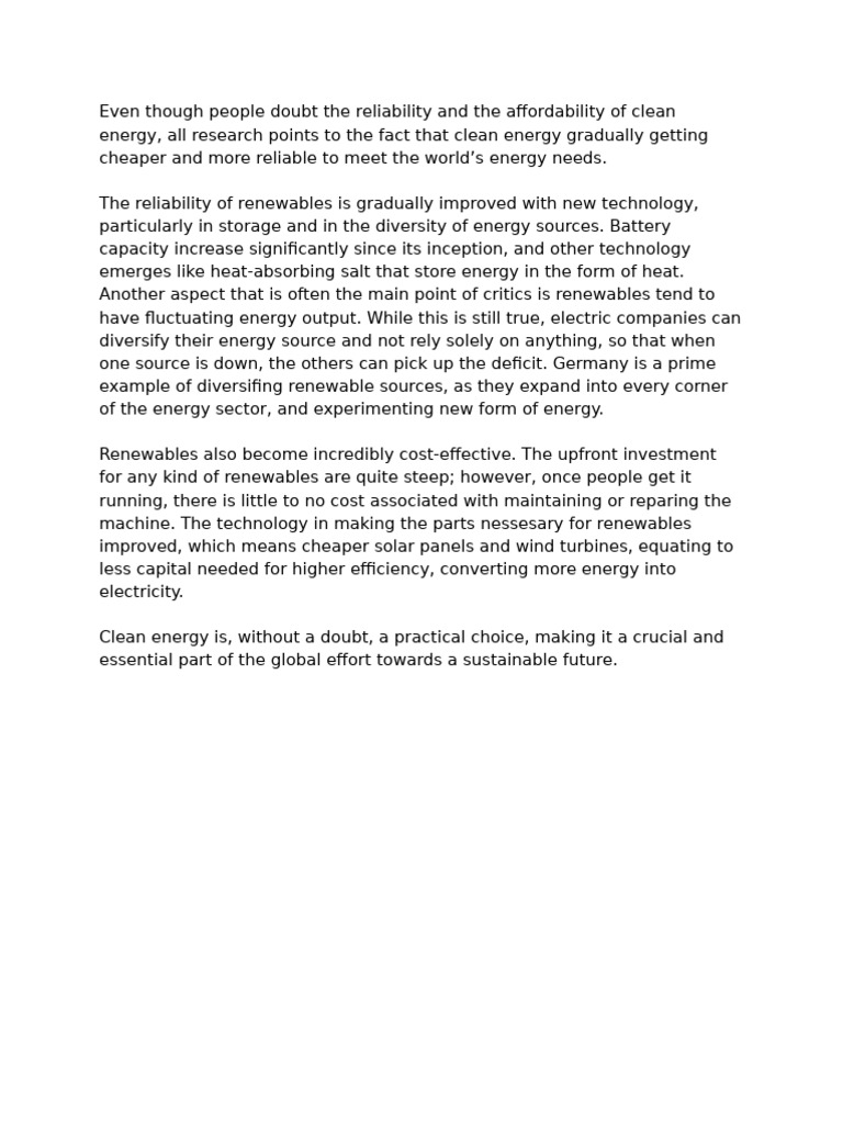 Even Though People Doubt The Reliability and The Affordability of Clean ...