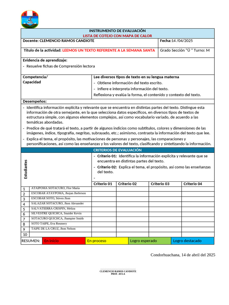 Com 4° - Instr. 14 de Abril | PDF | Comprensión lectora | Aprendizaje