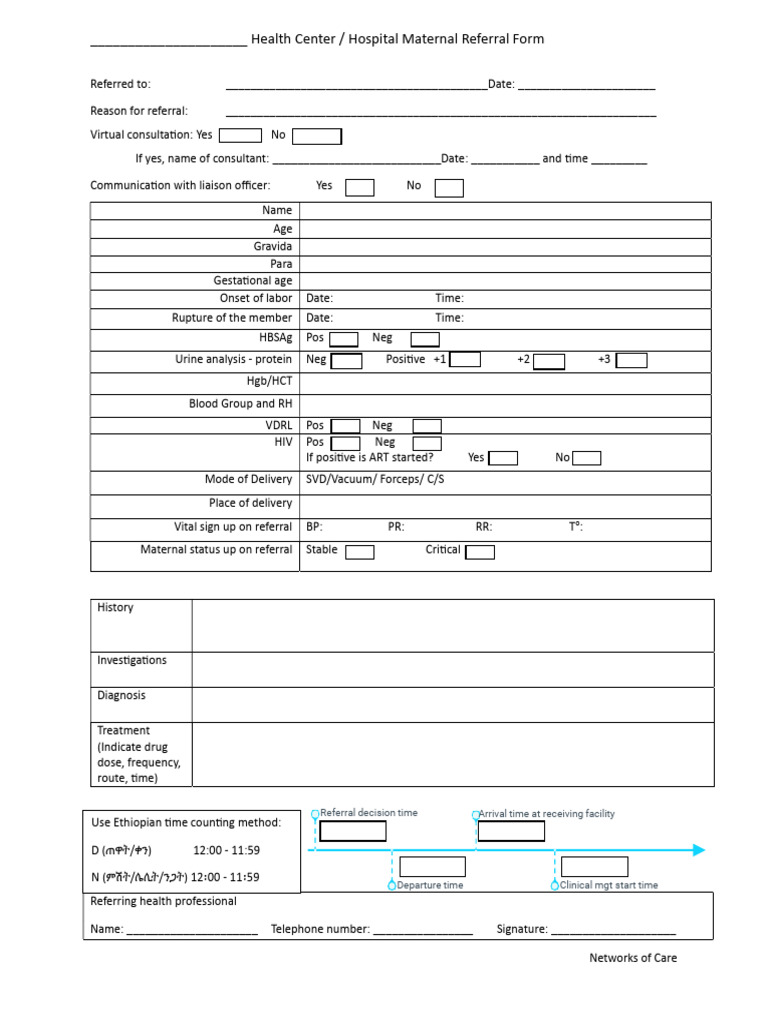 Maternal Referral Form for Health Centers | PDF