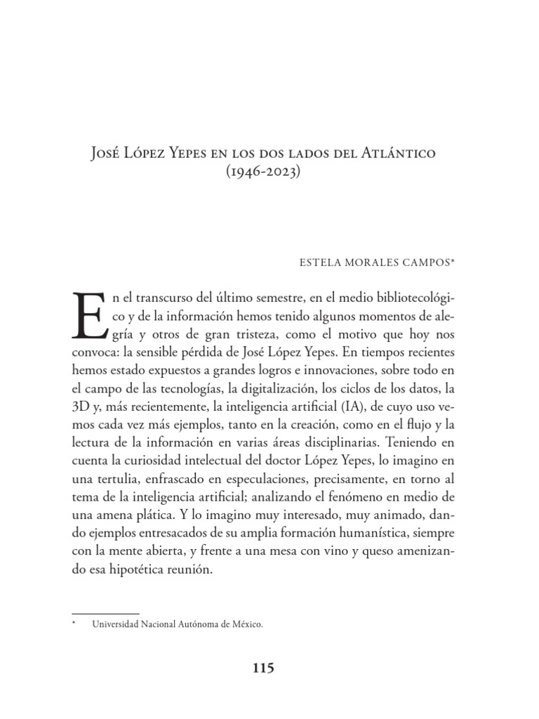 José López Yepes en Los Dos Lados Del Atlántico (1946-2023) | PDF ...