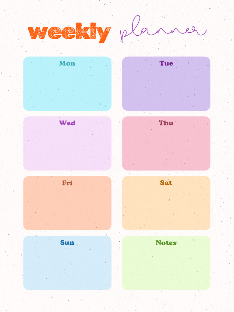 Pastel Colorful Playful Weekly Planner | PDF