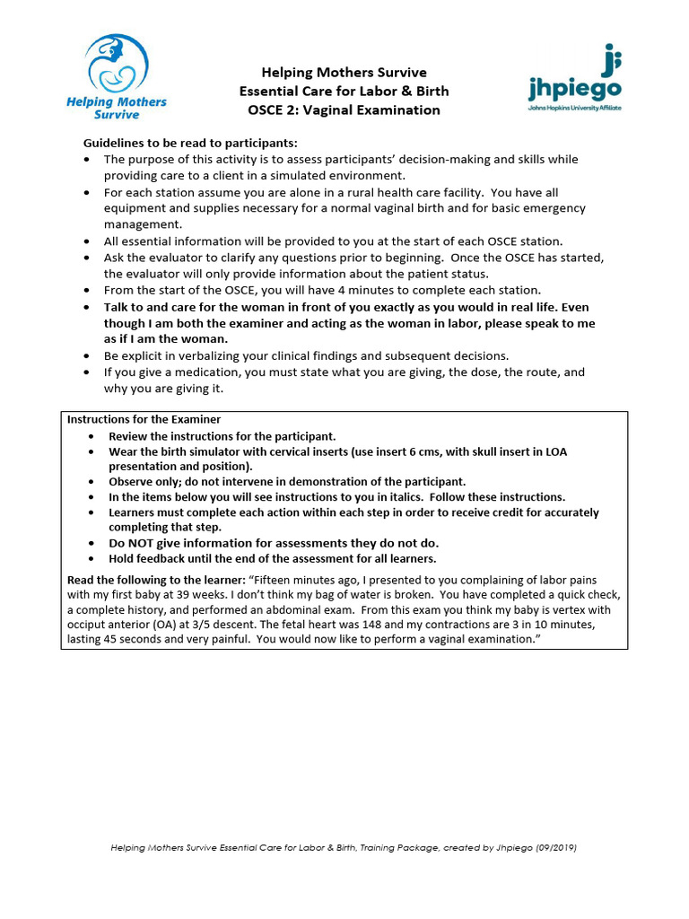 ECLB-OSCE 2 Vaginal Exam-En | PDF | Childbirth | Women's Health