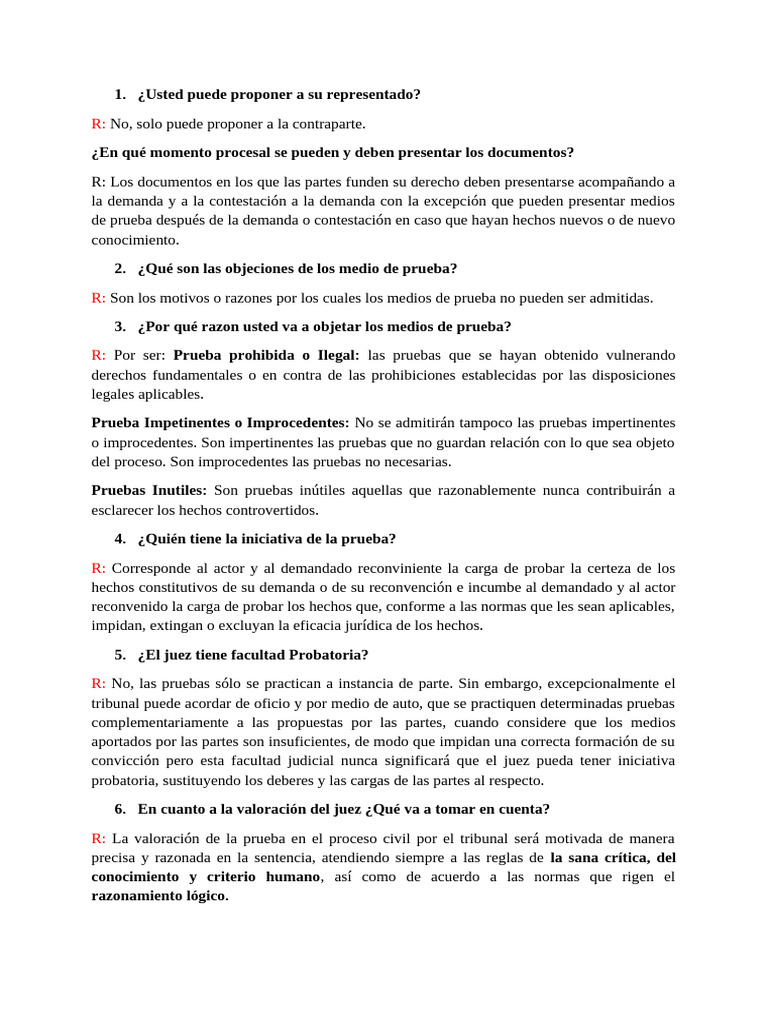 Guia Derecho Procesal Civil I | PDF | Evidencia (ley) | Demanda judicial