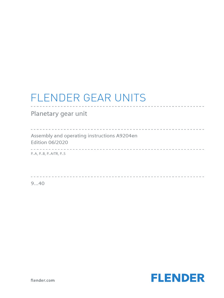 Flender Planetary Gear Unit Manual | PDF | Personal Protective ...