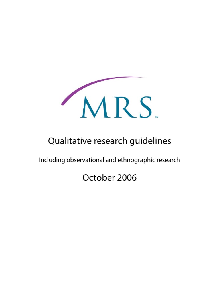 2006 Qualitative Research Guidelines | PDF | Qualitative Research ...